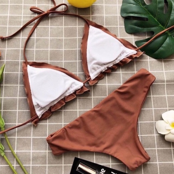JV Boutique | Swim | Erin Ruffled Triangle Bikini Set | Poshmark